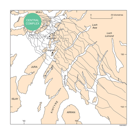 Dykes, dyke swarms and volcanic plugs, Palaeogene volcanic districts of ...